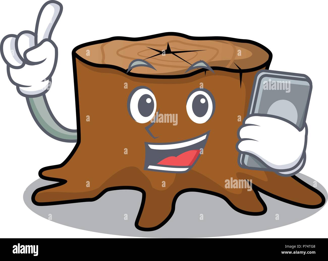 With phone tree stump character cartoon Stock Vector Image & Art - Alamy