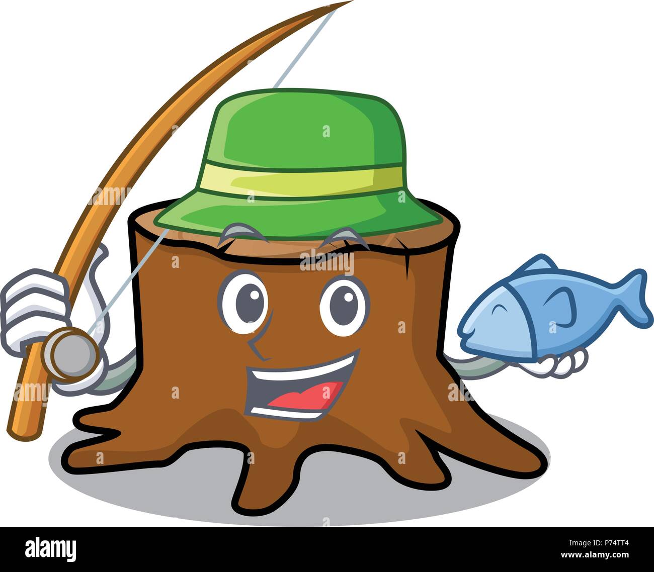 Fishing tree stump mascot cartoon Stock Vector Image & Art - Alamy