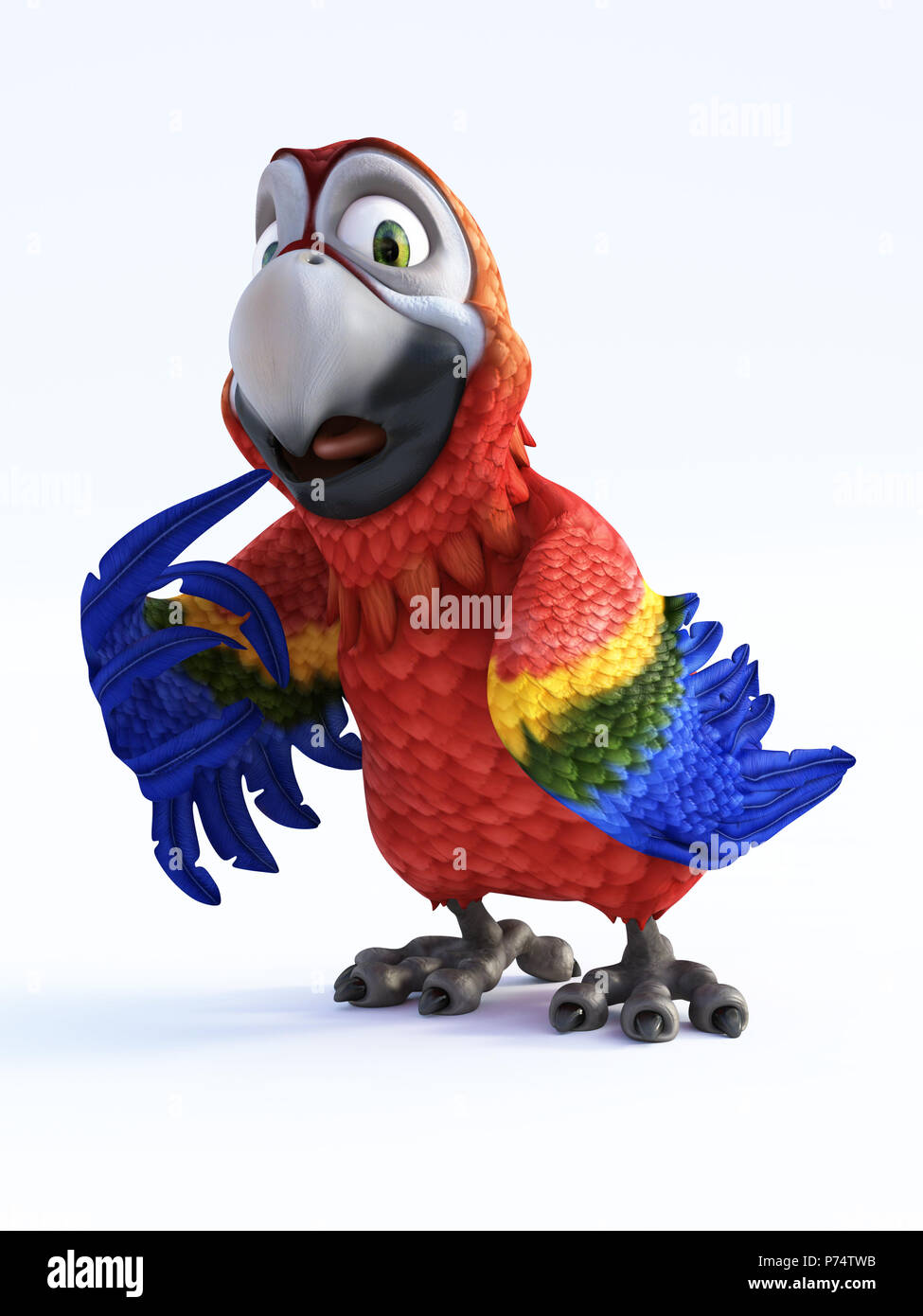 3D rendering of cartoon parrot looking surprised or like he has been ...