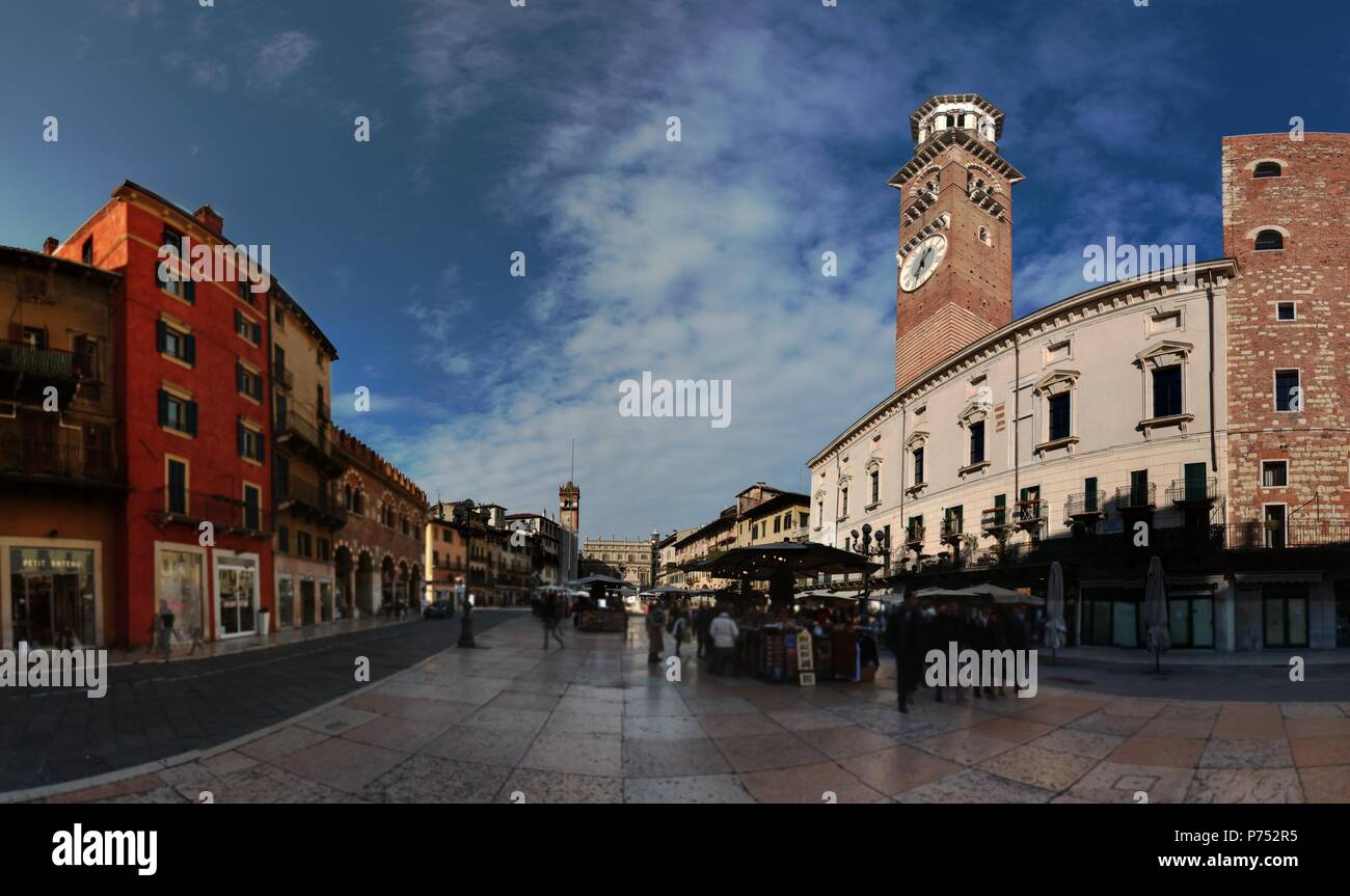 The Piazza Erbe, main square in Verona Stock Photo - Alamy