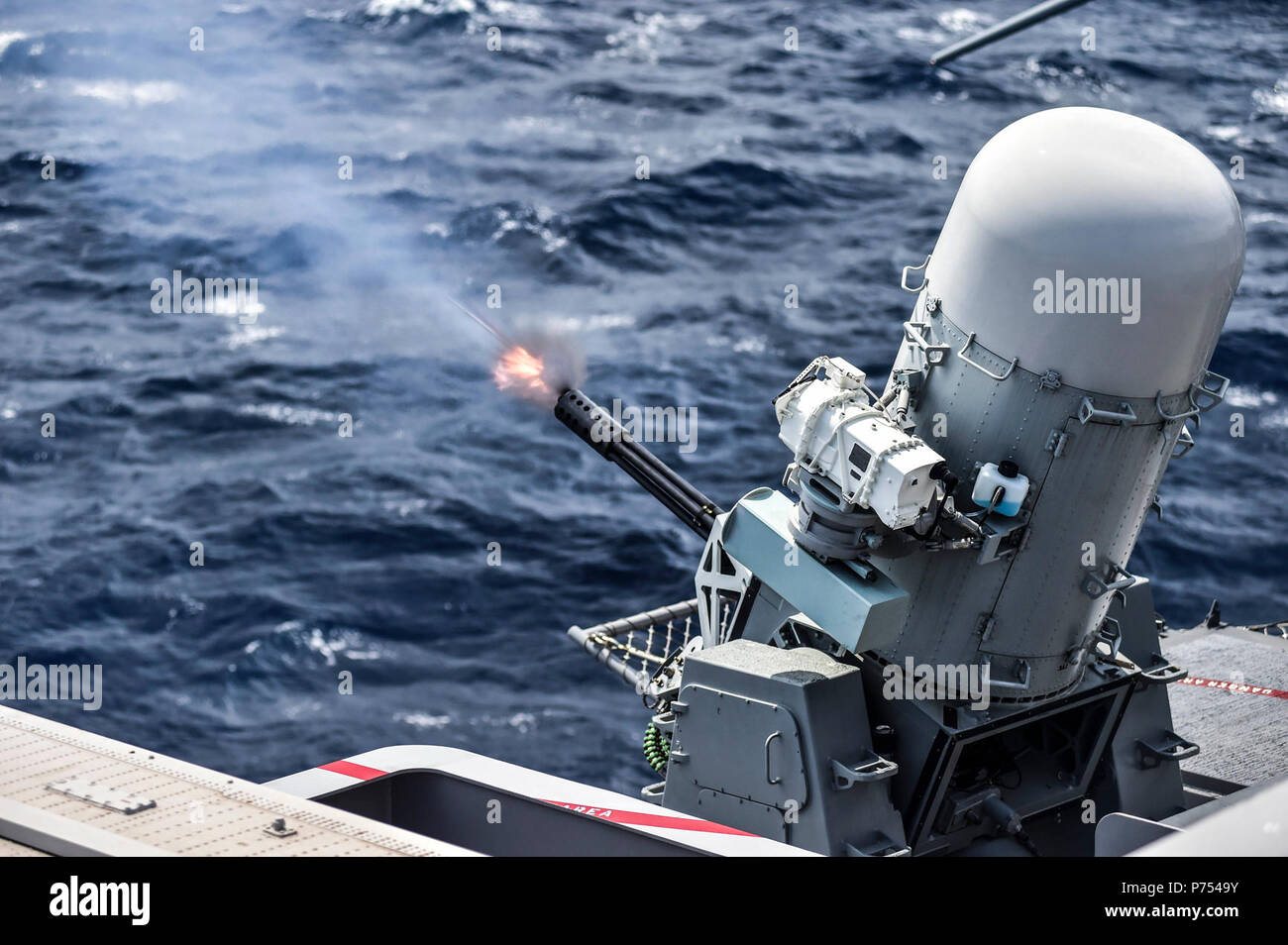 OCEAN (Aug. 29, 2015) A Phalanx close-in weapon system fires from the ...
