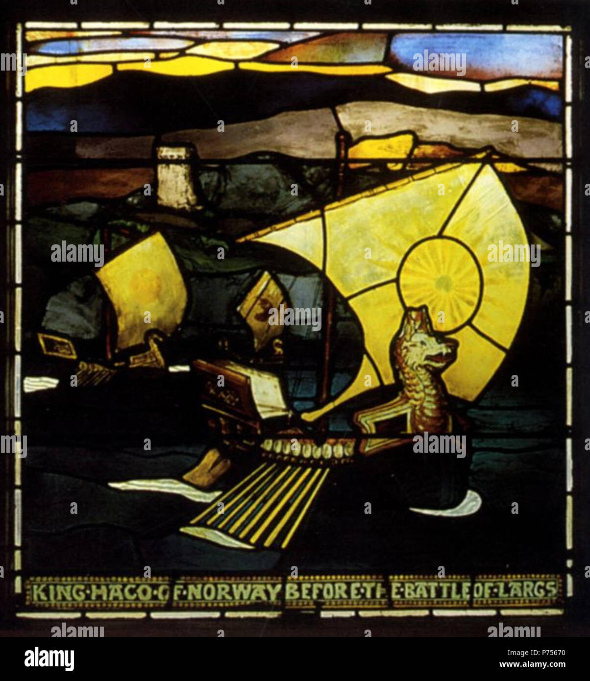 English: A nineteenth-century stained glass commemoration of the Battle ...