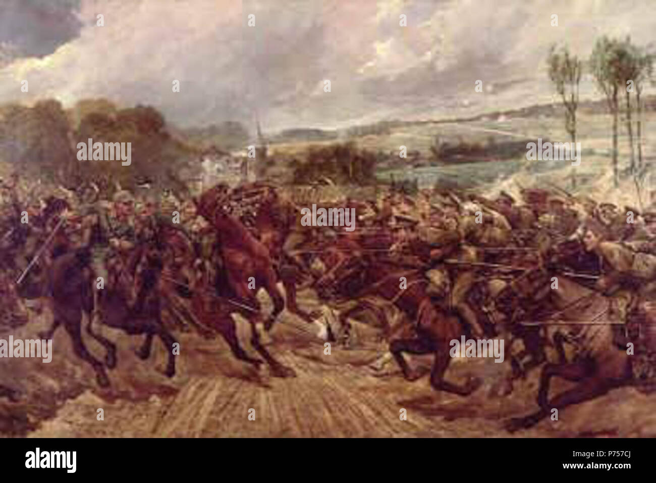 English: Depicts the charge of a squadron of the 9th Lancers against ...