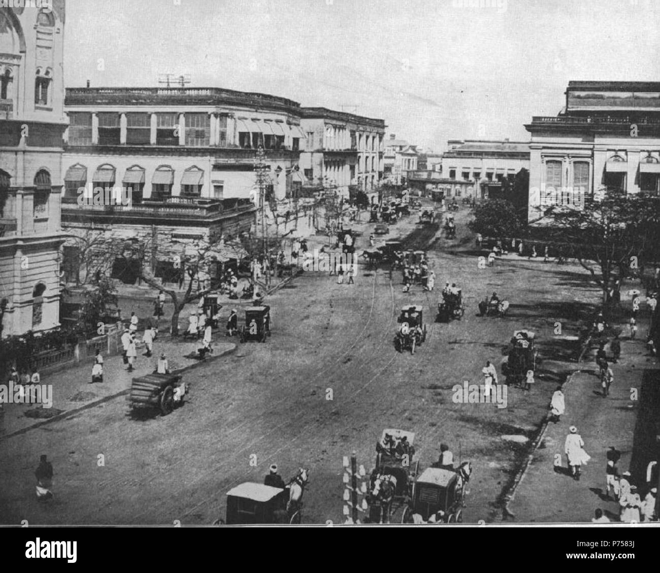 English: Clive Street in Calcutta, a photogravure by John Stoddard from ...