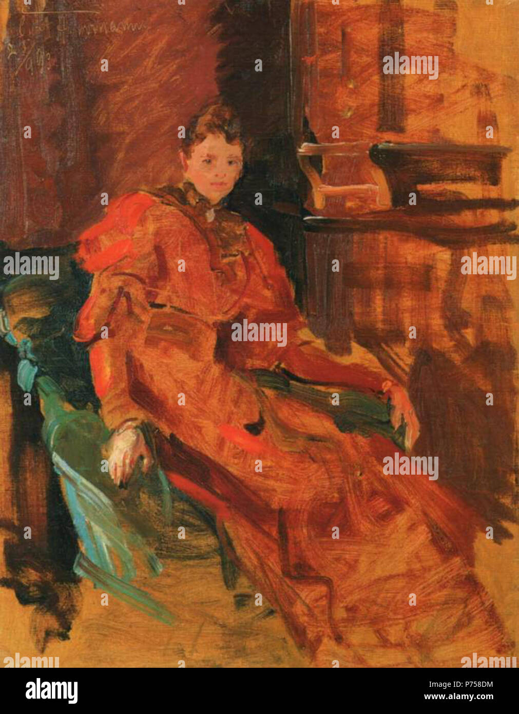 . Dame in rotem Kleid 1893 30 Curt Herrmann - Dame in rotem Kleid Stock ...