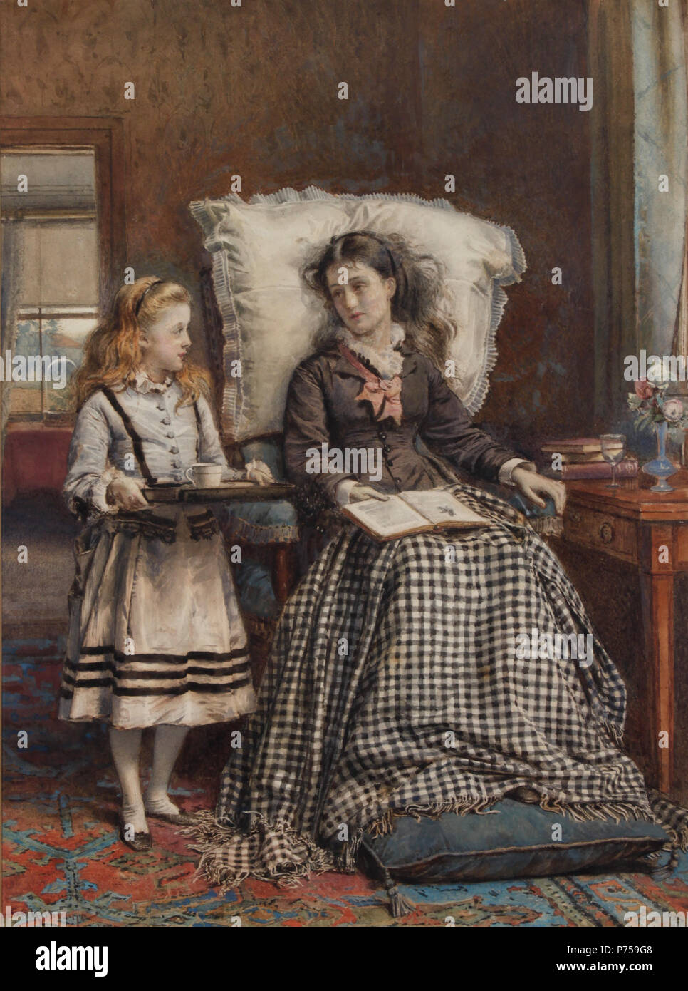English: The Nursemaid, signed and indistinctly dated() lower left ...