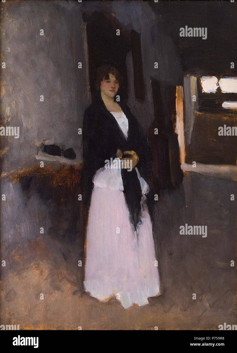 English: A Venetian Woman by John Singer Sargent, c. 1880-01, oil on board, 16.5 x 12 in. circa ...
