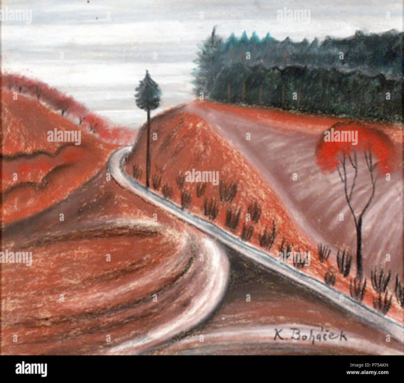 eština: Krajina s cestou . 18 Bohacek, Karel - Krajina s cestou Stock Photo - Alamy