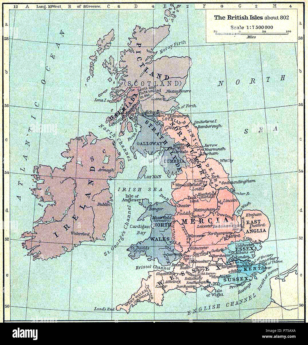 Map of the British Isles claiming to be circa 802AD. 1926 19 British ...