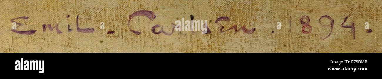 English: Signature of painter Soren Emil Carlsen, 1894 . 1894 22 ...