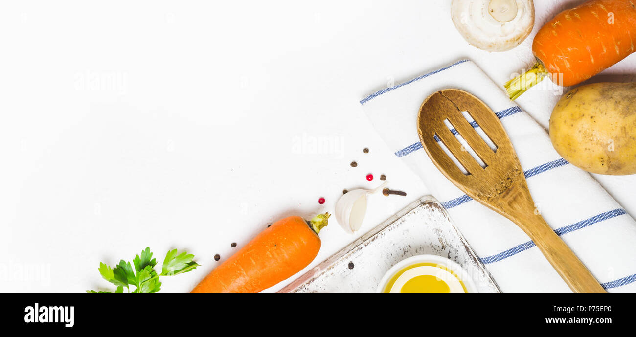 Food cooking background. Fresh vegetables, spices and mushrooms on ...