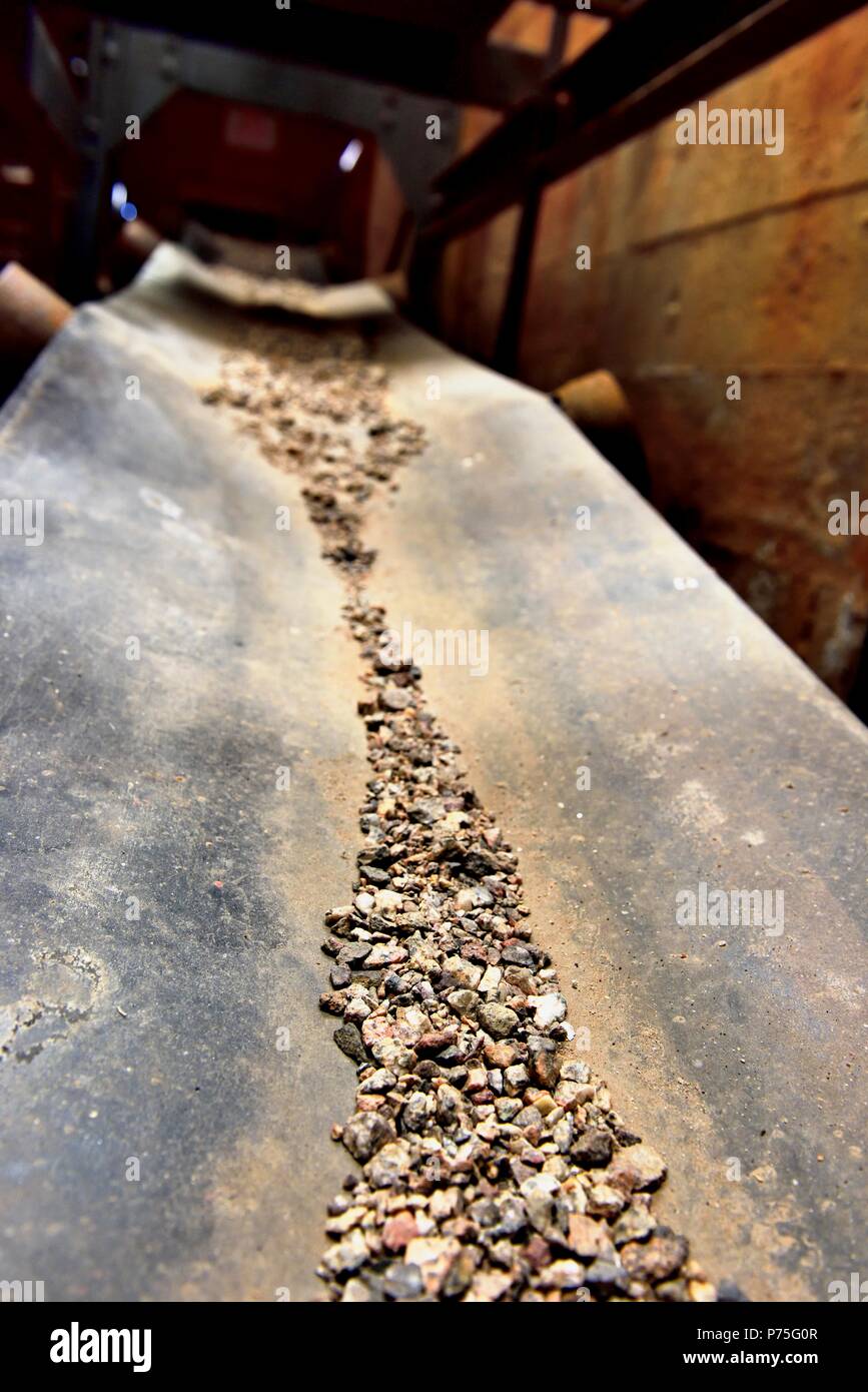 The mill conveyor belt,Geevor tin mine museum,Pendeen,West Penwith ...