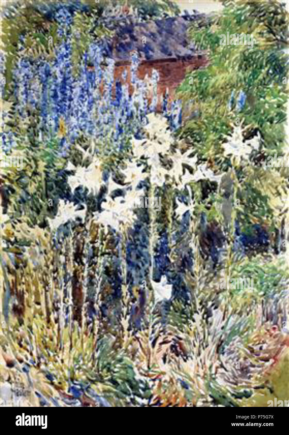 Work by Childe Hassam . before 1935 136 Hassam - flower-garden Stock ...