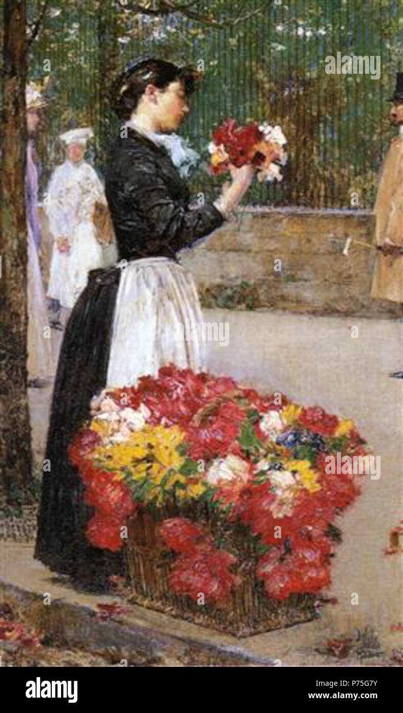 Work by Childe Hassam . before 1935 136 Hassam - flower-girl Stock ...