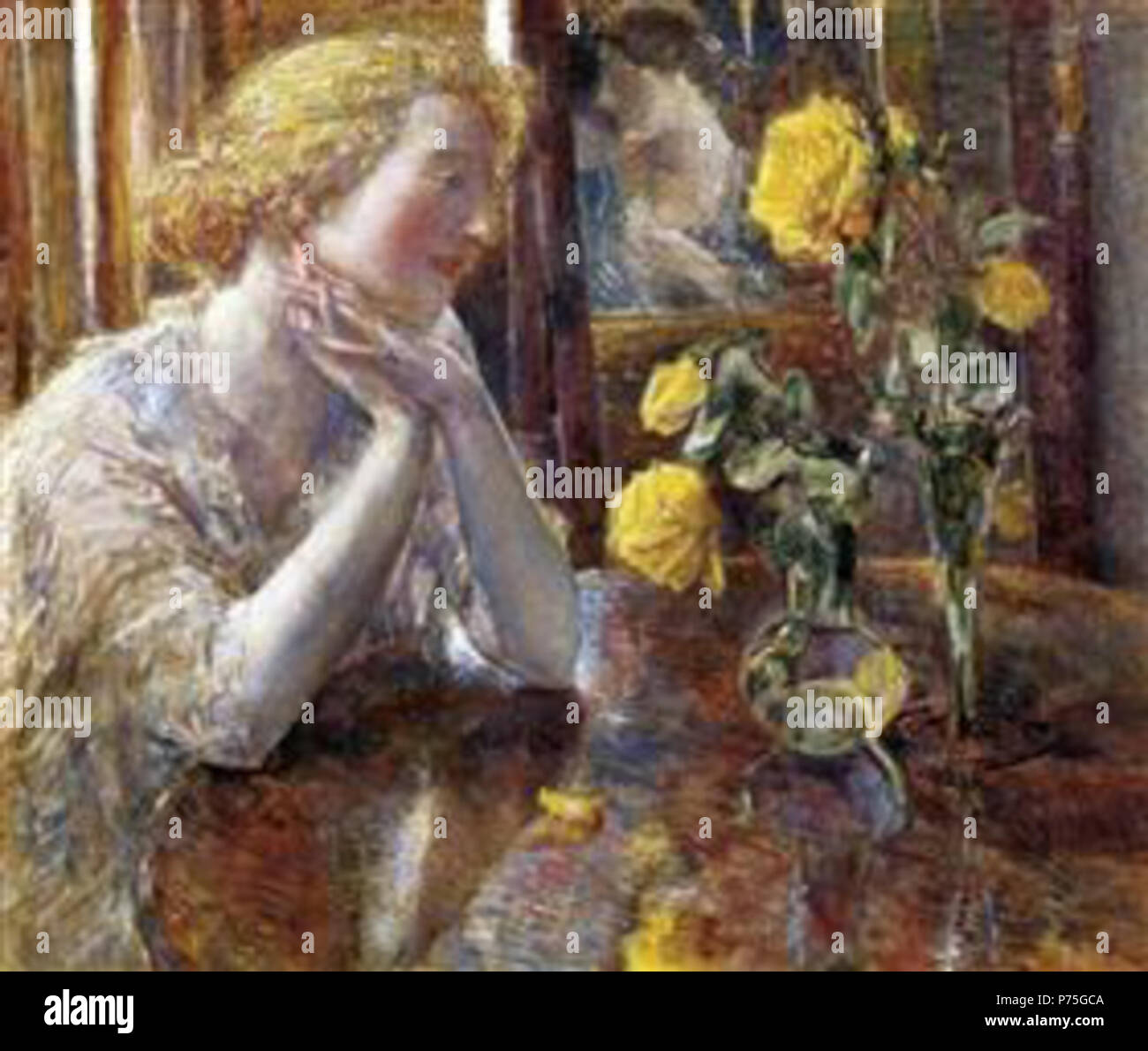 Work by Childe Hassam . before 1935 136 Hassam - marechal-niel-roses ...