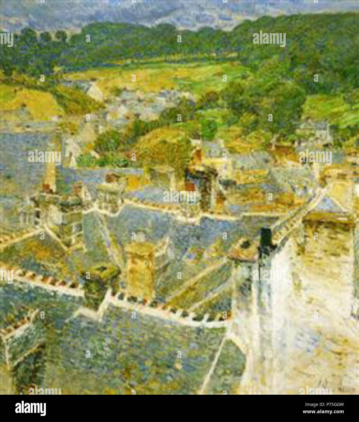 Work by Childe Hassam . before 1935 137 Hassam - rooftops-pont-aven ...