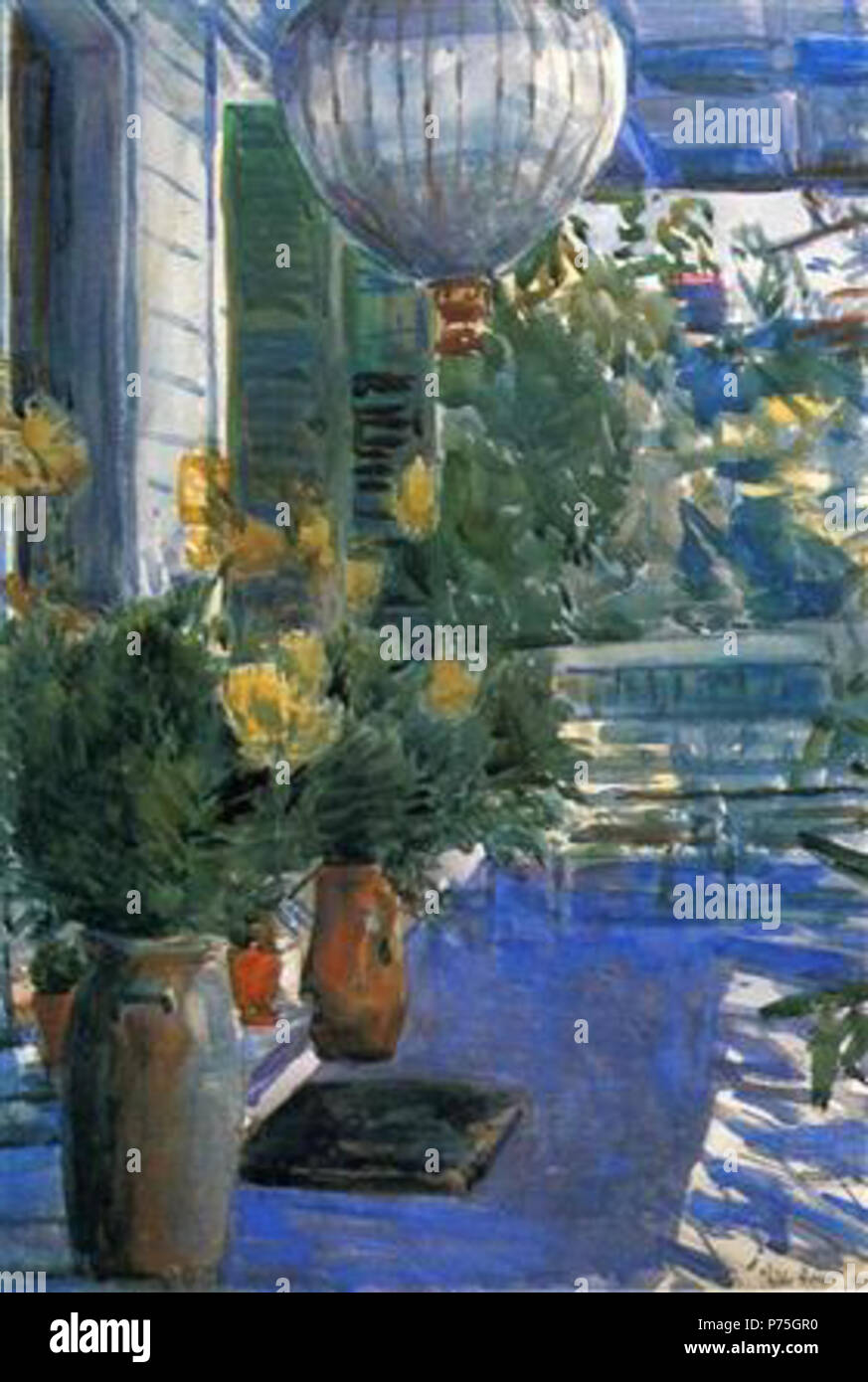 Work by Childe Hassam . before 1935 138 Hassam - veranda-of-the-old ...