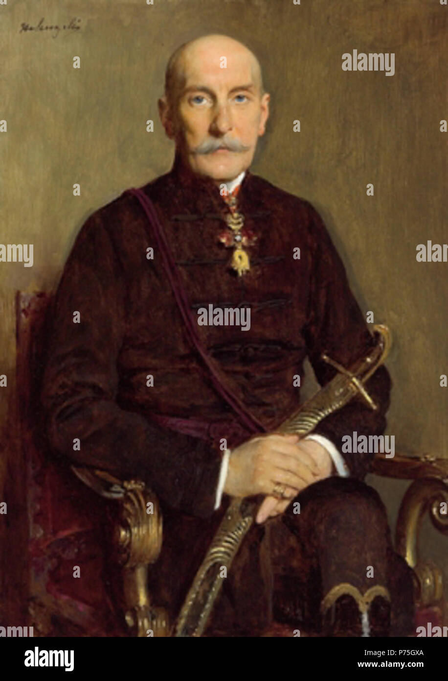 . German: Nikolaus Fürst Palffy in ungarischer Magnatenuniform, sitzend ...