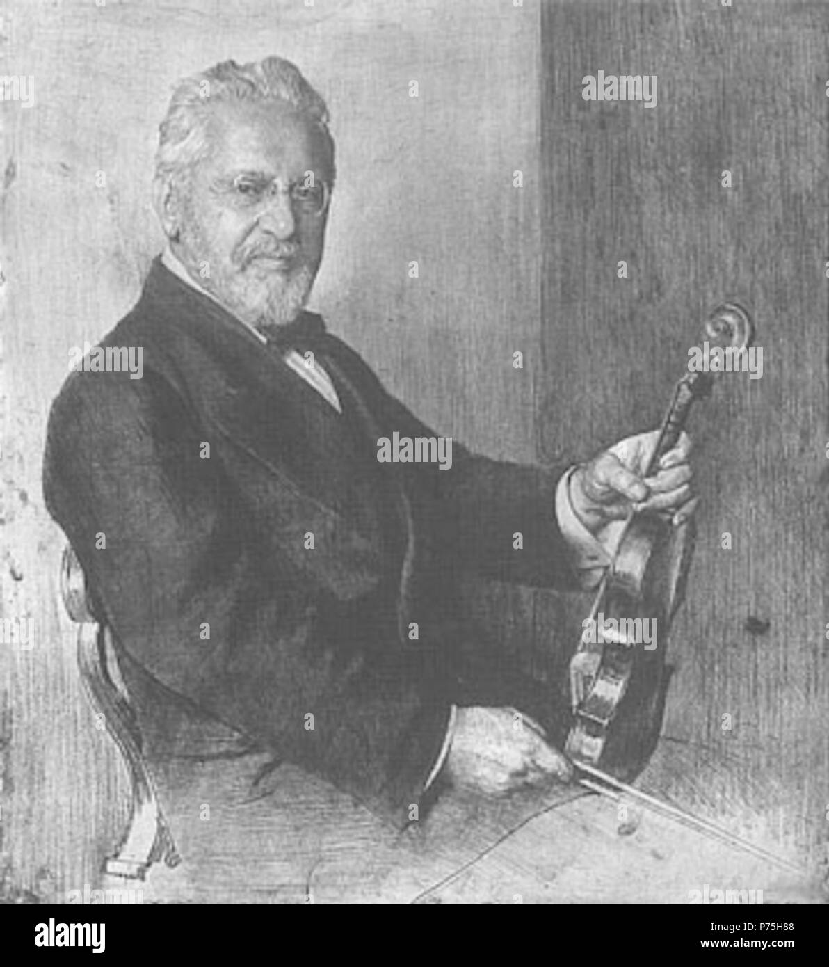 English: Engraved portrait of Austrian violinist Arnold Rosé (1863—1946 ...