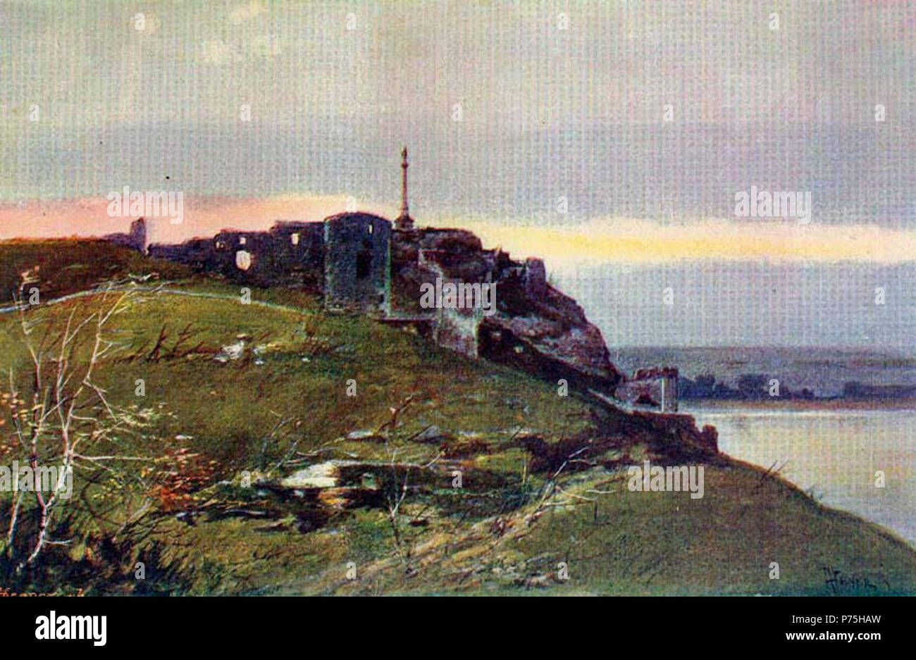 English: Dévény (today Devín): watercolor painting by Arthur Heyer - a ...