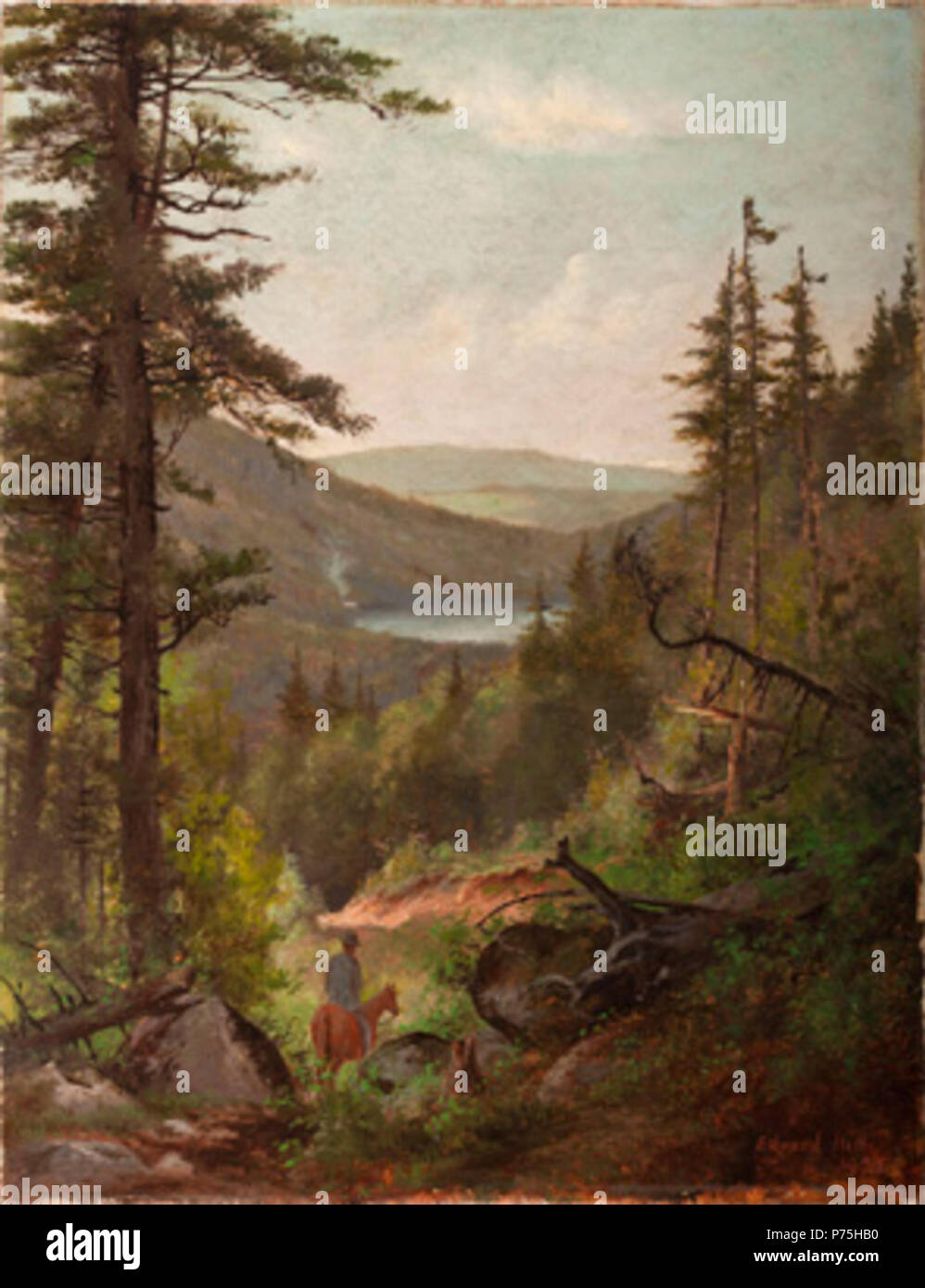 English: Horseback Rider at Echo Lake, oil on canvas painting by Edward ...
