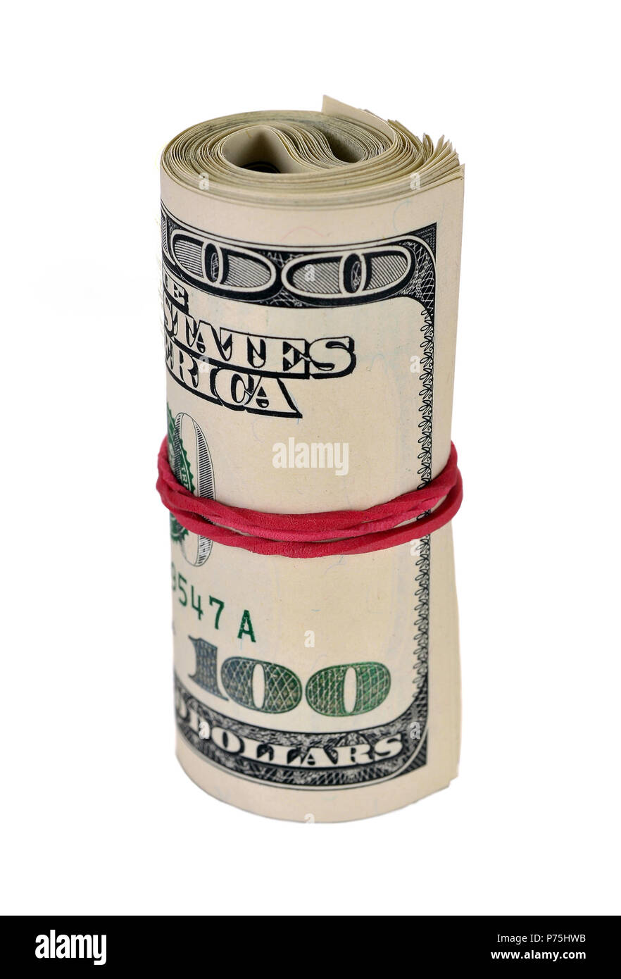 Roll of money isolated on white background Stock Photo - Alamy