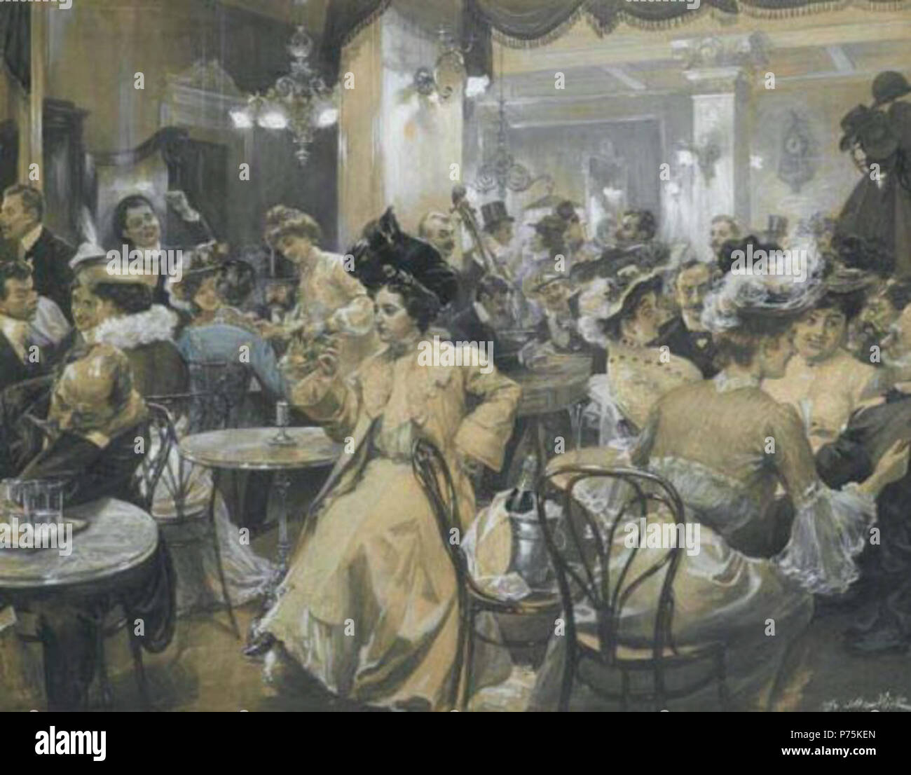 Austro-Hungarian scene in a bar. circa 1900 161 Mandlick-Szene-in-einer ...