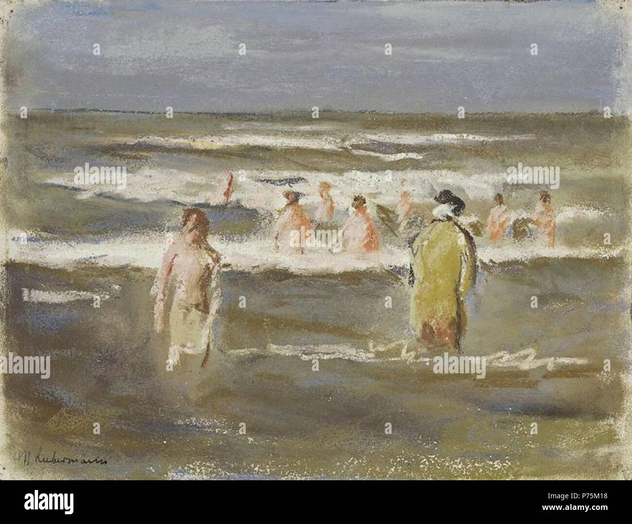 Max Liebermann: Badende Knaben mit Muschelfischer/Badewärter Um 1902 ...
