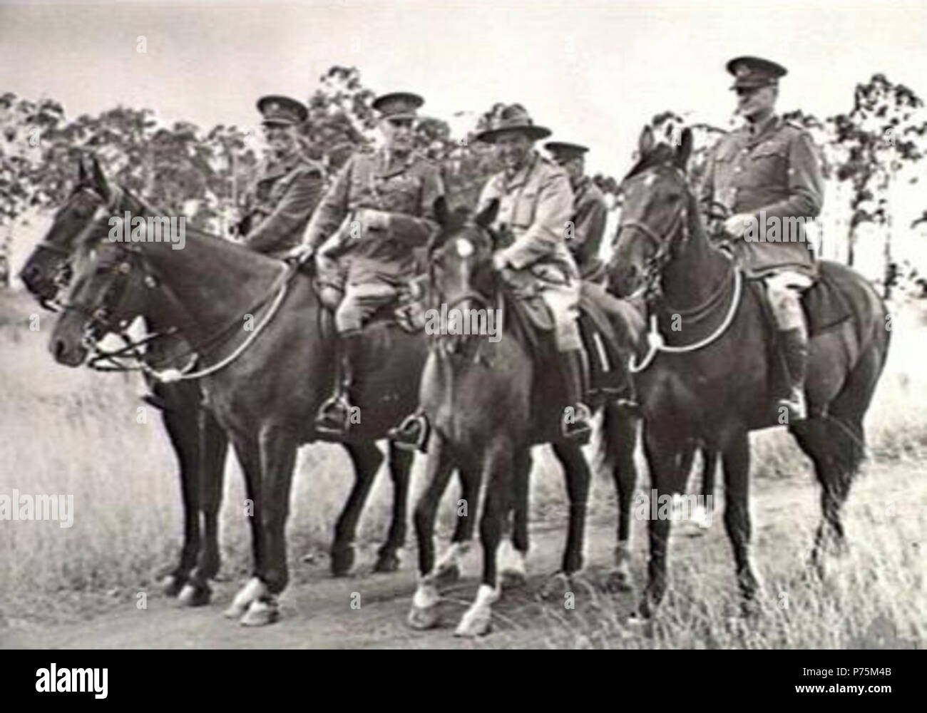 A group of Australian senior military personnel on horseback at ...