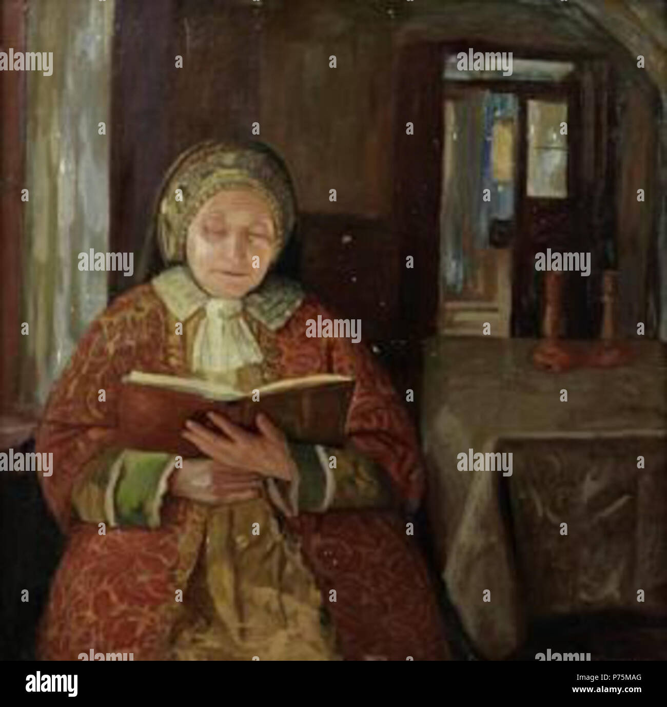 English: Woman Praying . before 1930 165 Minkowski-Praying Stock Photo ...