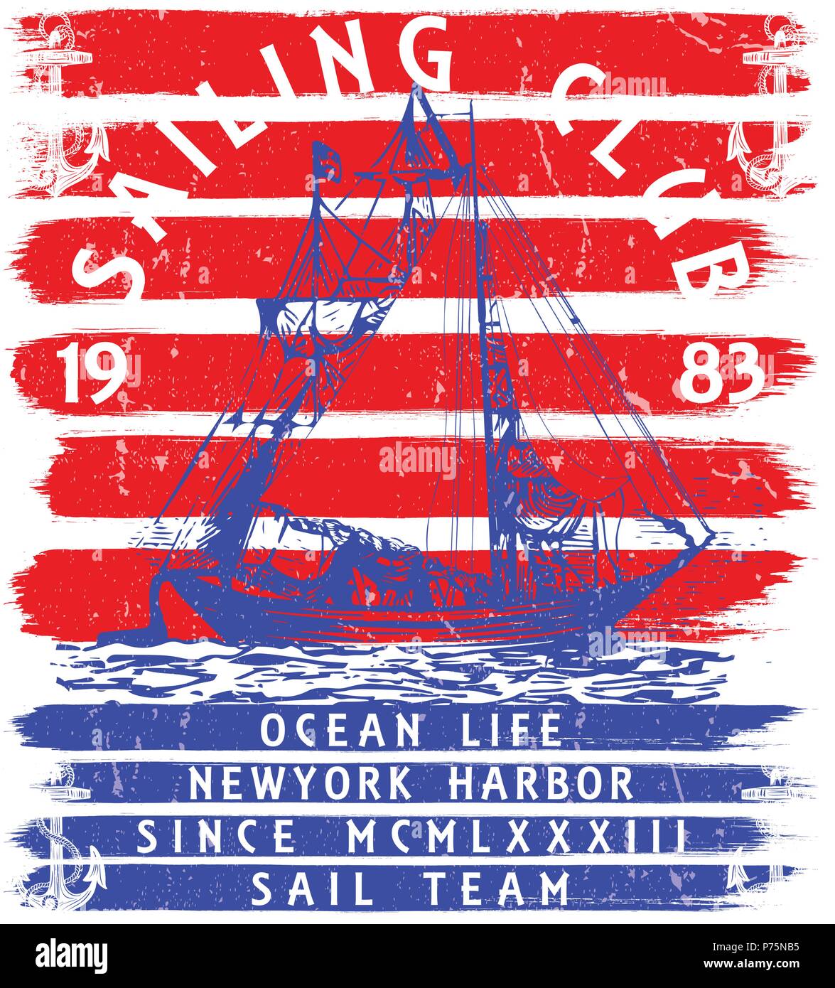 Vintage sailing club poster hi-res stock photography and images - Alamy