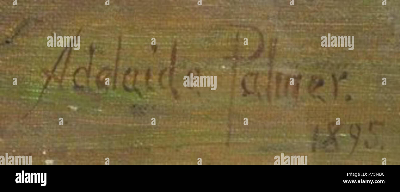 English: Signature of American painter Adelaide Coburne Palmer, 1895 ...