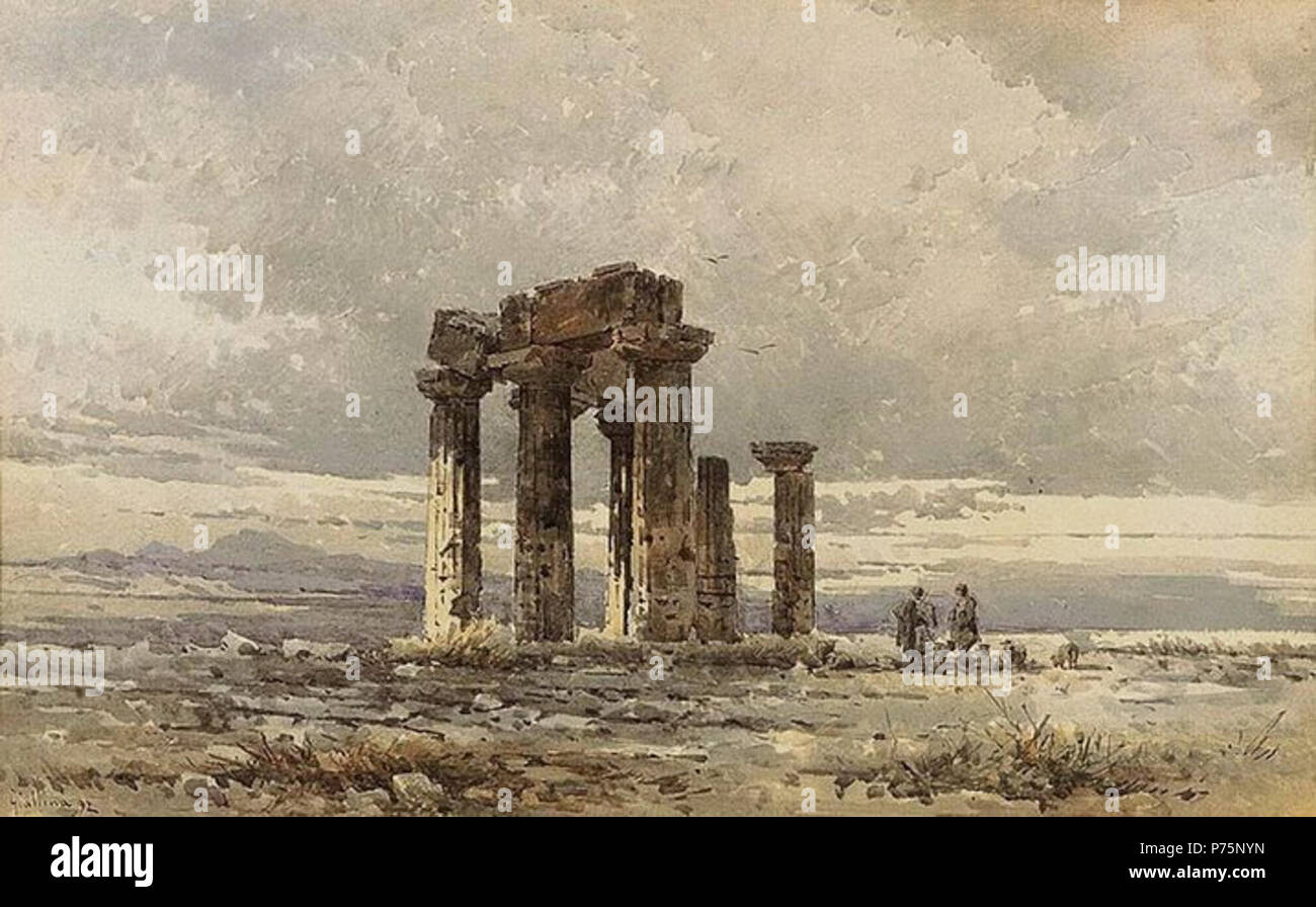 English: Shepperds at the ruins 1892 15 Giallinas Angelos Shepperds at ...