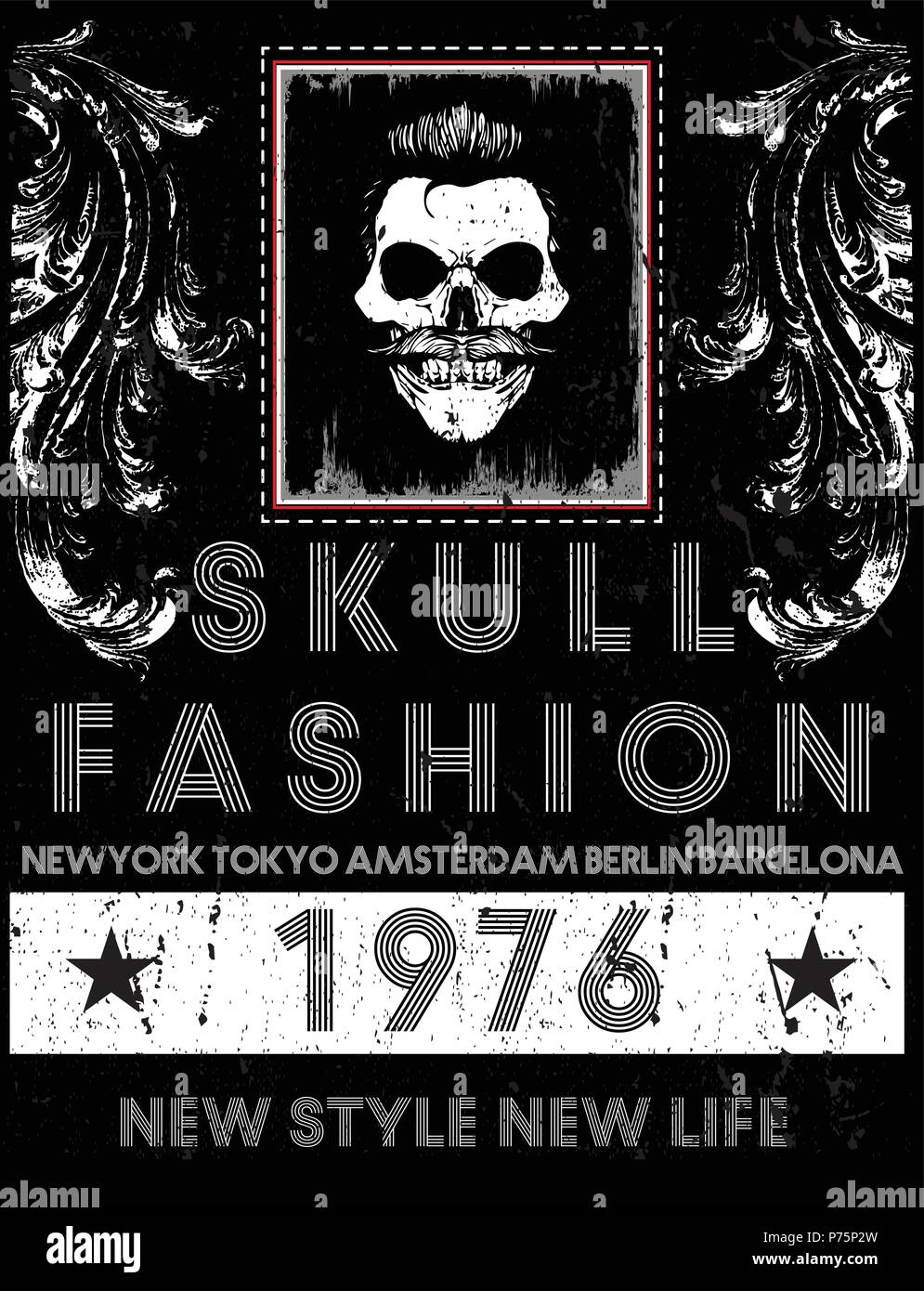 Skull Tee Poster Stock Vector Image & Art - Alamy
