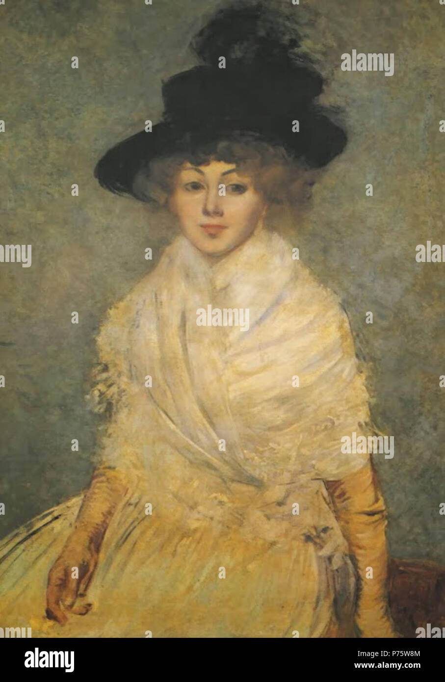 English: An oil painting by Jean-Louis Forain depicting his wife, the ...