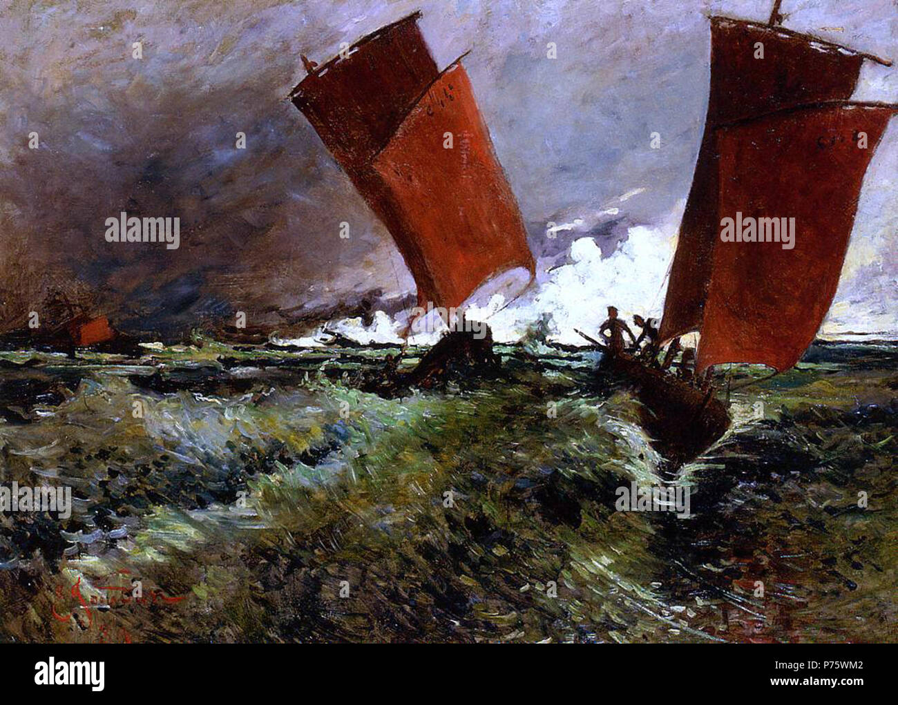English: Red sails Français : Voiles rouges . circa 1900 149 Jourdan ...