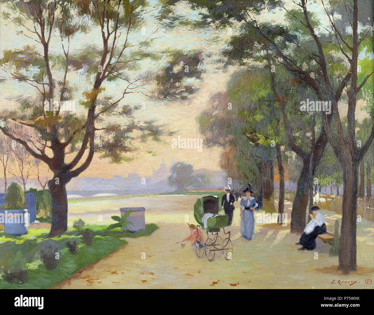 Français : Cours-la-Reine, France . signé et daté en bas à droite: E ...