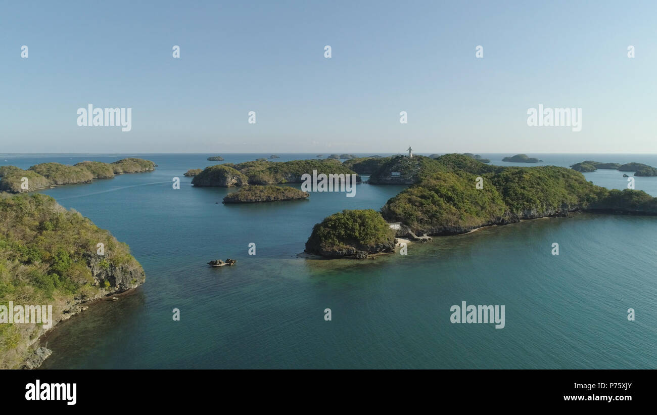 Aerial view of Small islands with beaches and lagoons in Hundred ...