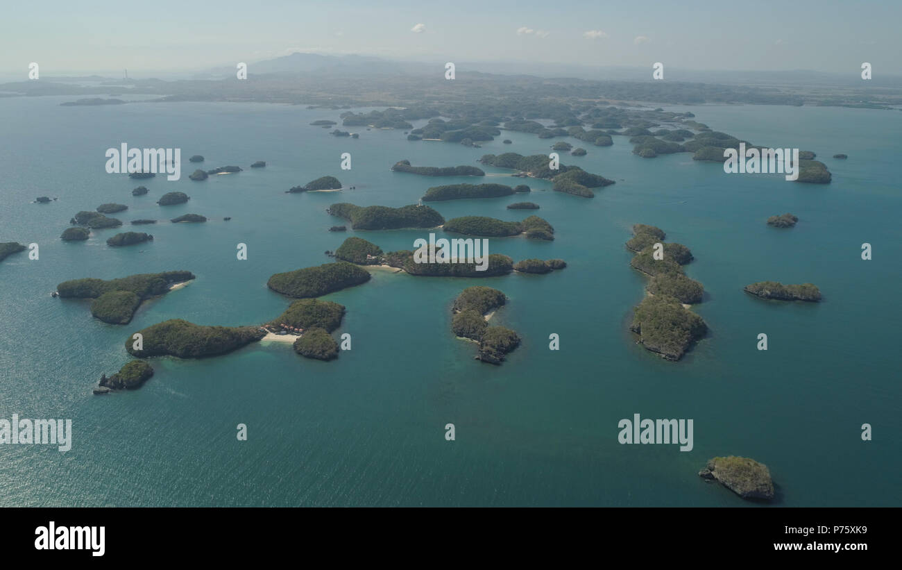 Aerial view of Small islands with beaches and lagoons in Hundred ...