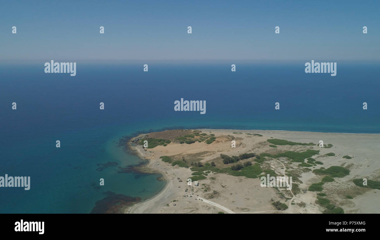 Aerial view of seashore with beaches, lagoons and coral reefs ...