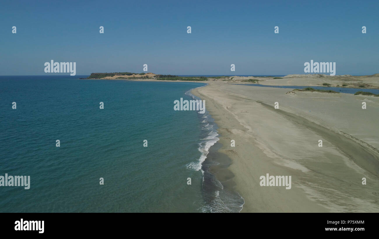 Aerial view of beautiful beach, lagoons. Philippines, Luzon, Ilocos ...