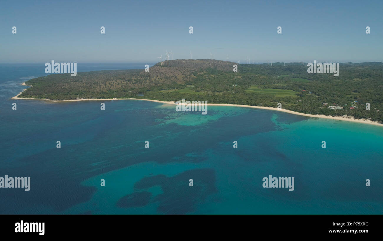 Aerial view of beautiful tropical beach Saud with turquoise water in ...