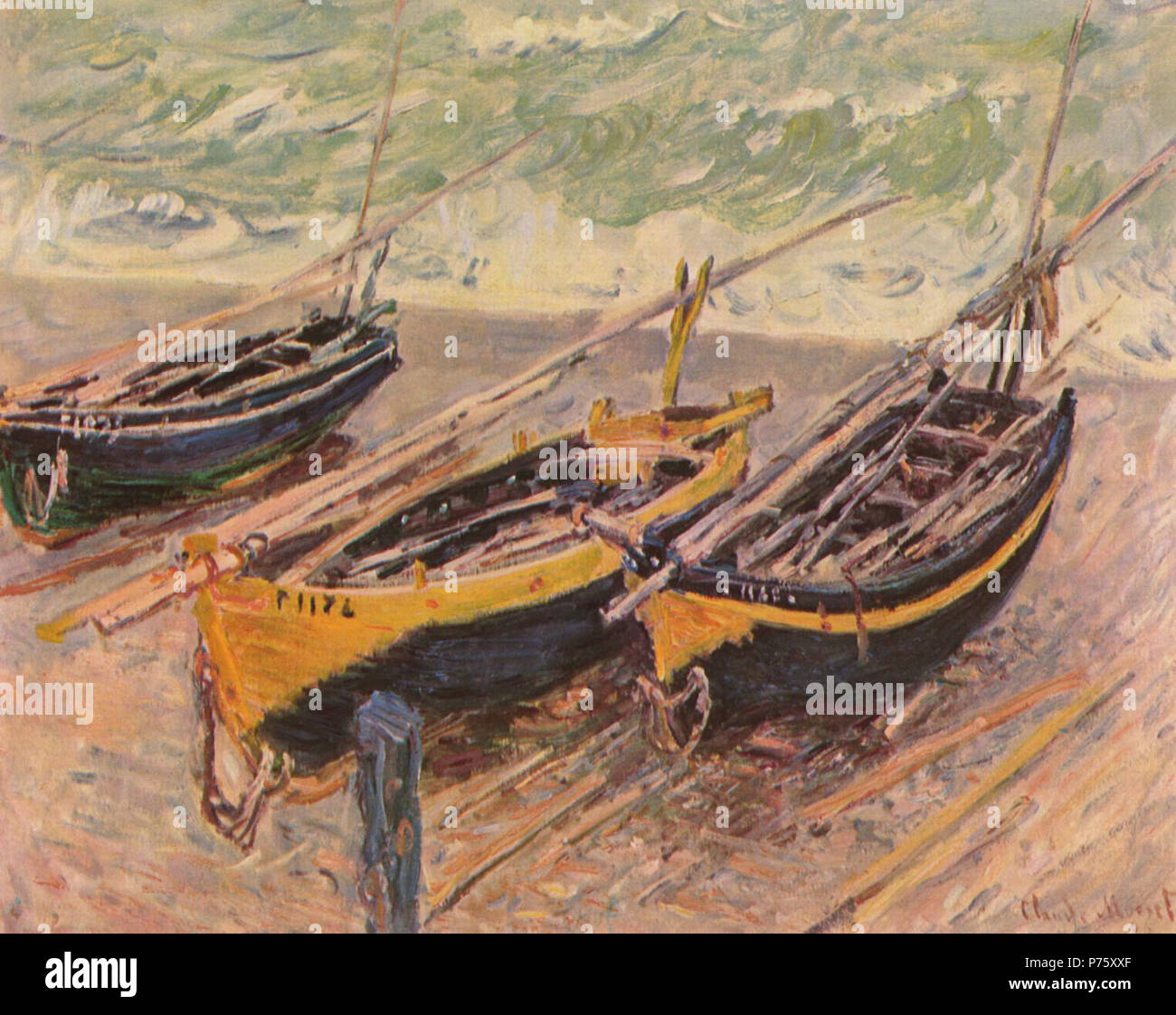 . Three Fishing Boats 1885 166 Claude Monet 005 Stock Photo - Alamy