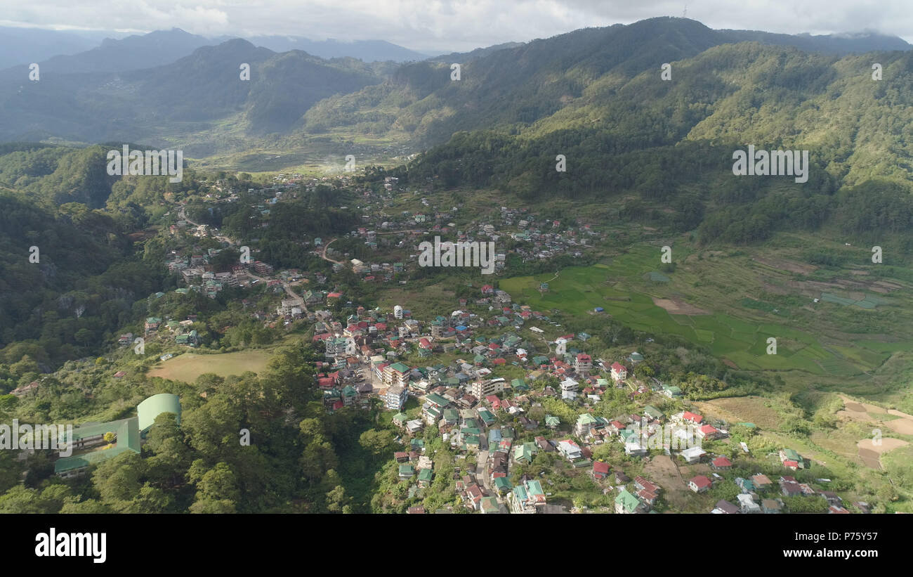 Aerial view town of Sagada, located in the mountainous province of ...