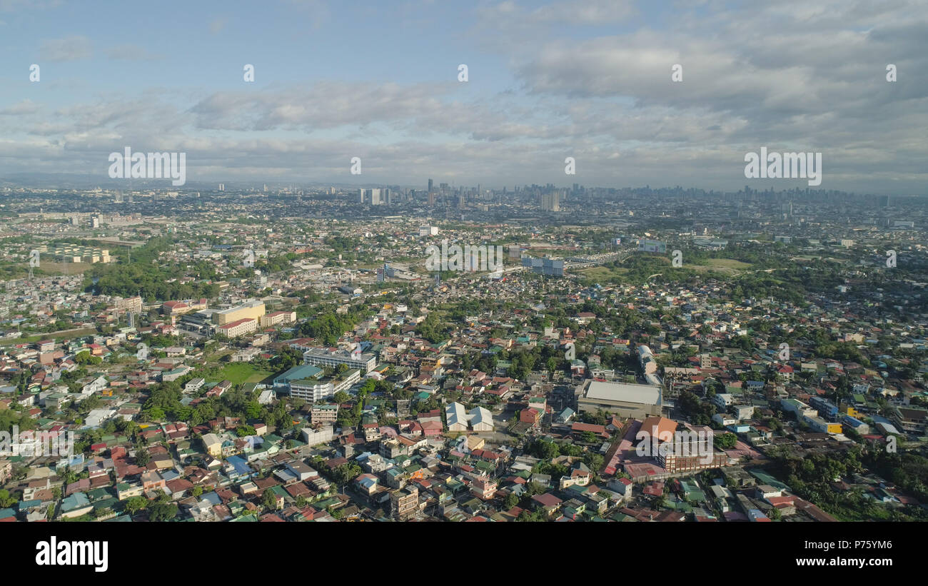 Aerial view of Manila city with skyscrapers and buildings. Philippines ...