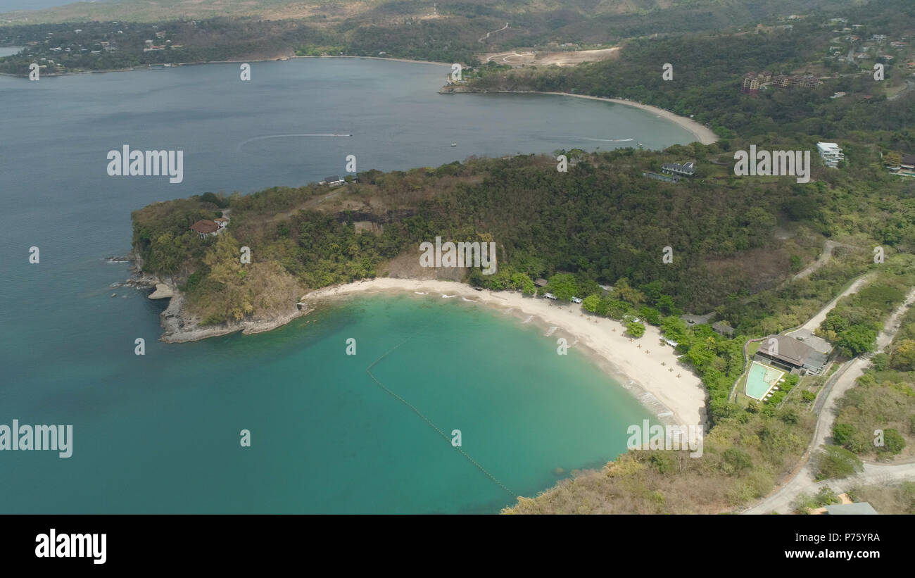 Aerial view of seashore with beach, lagoons and coral reefs ...
