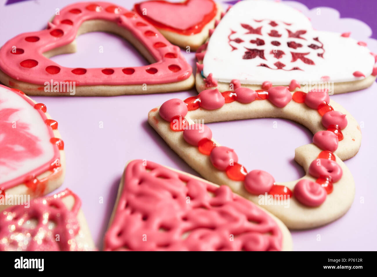 multiple cookies with different forms of heart Stock Photo - Alamy