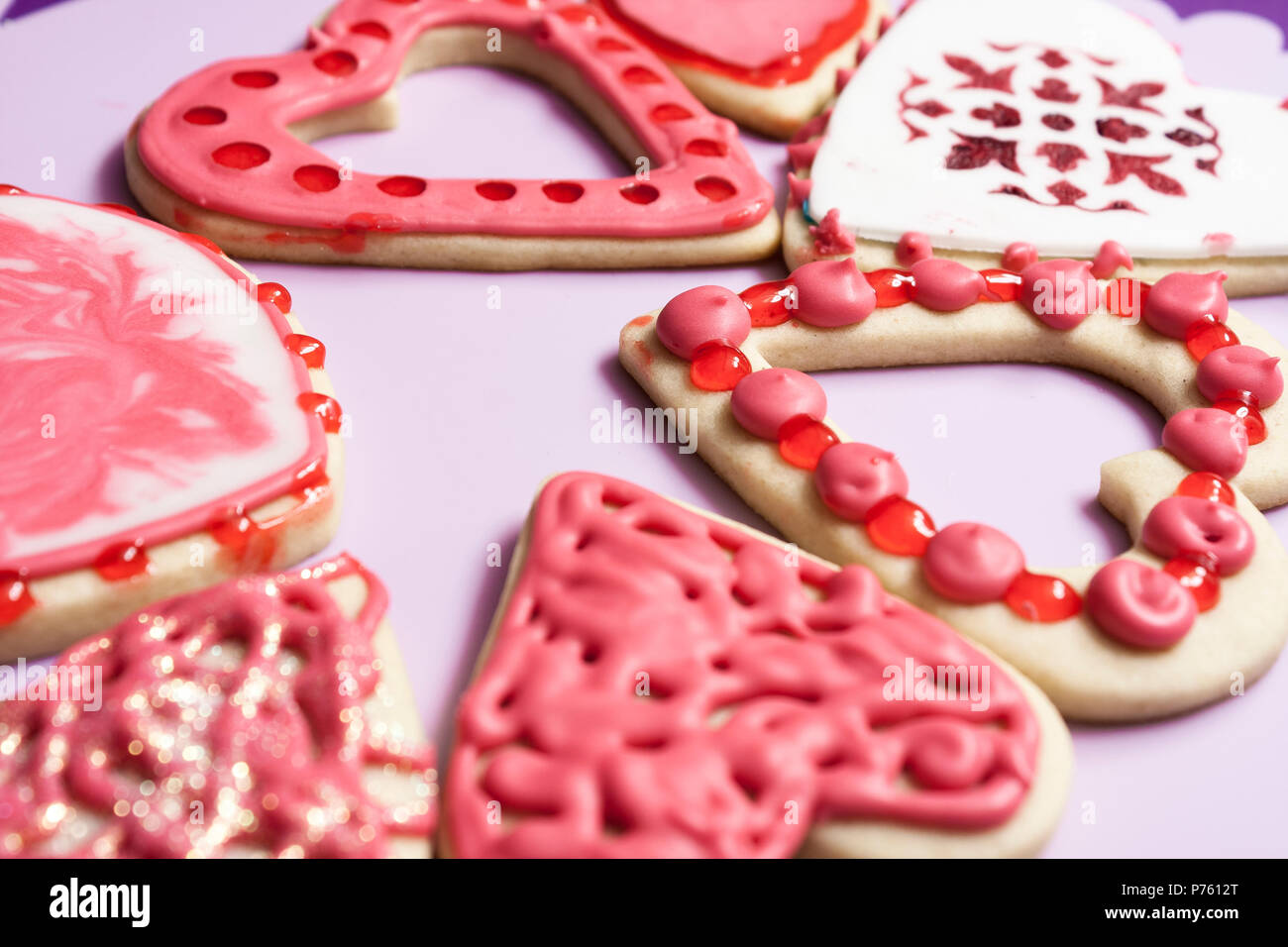 multiple cookies with different forms of heart Stock Photo - Alamy