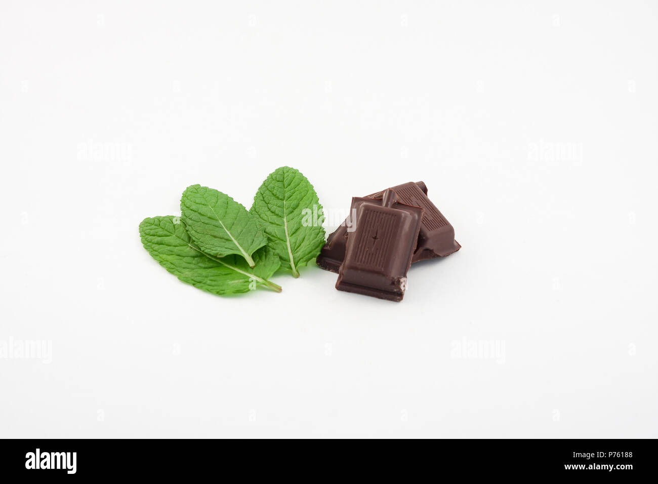 chocolate and mint isolated on white background Stock Photo - Alamy