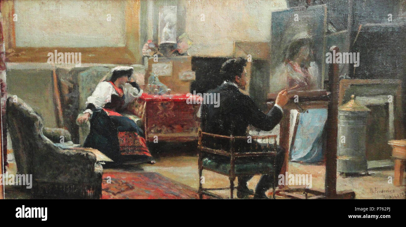 190 Rafael Frederico - Interior de Ateliê, 1898 Stock Photo - Alamy